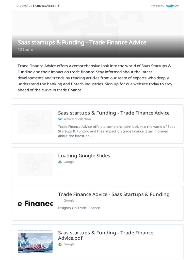 Saas Startups & Funding - Trade Finance Advice | PDF | Startup Company ...
