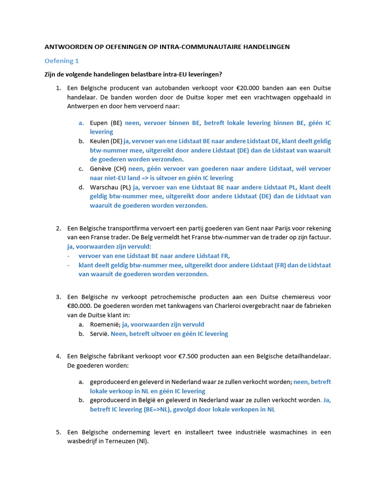 Antwoorden Op Oefeningen IC Transacties | PDF