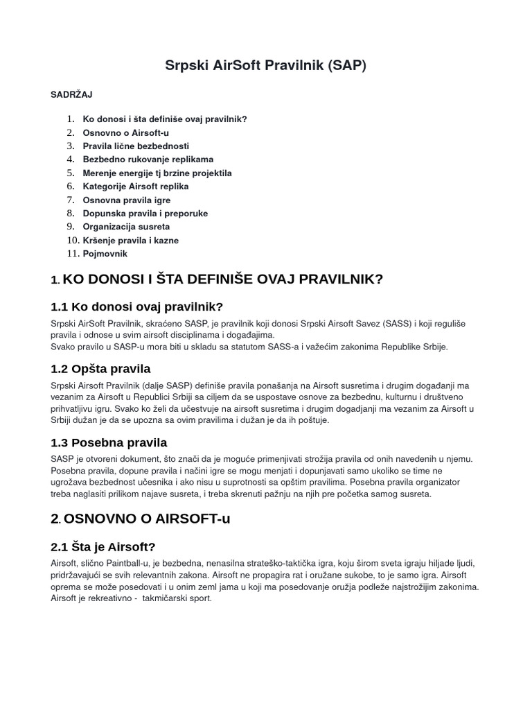 SASP Airsoft Pravilnik-1 | PDF