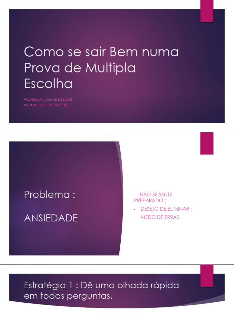 Dicas para Prova de Múltipla Escolha | PDF | Tempo