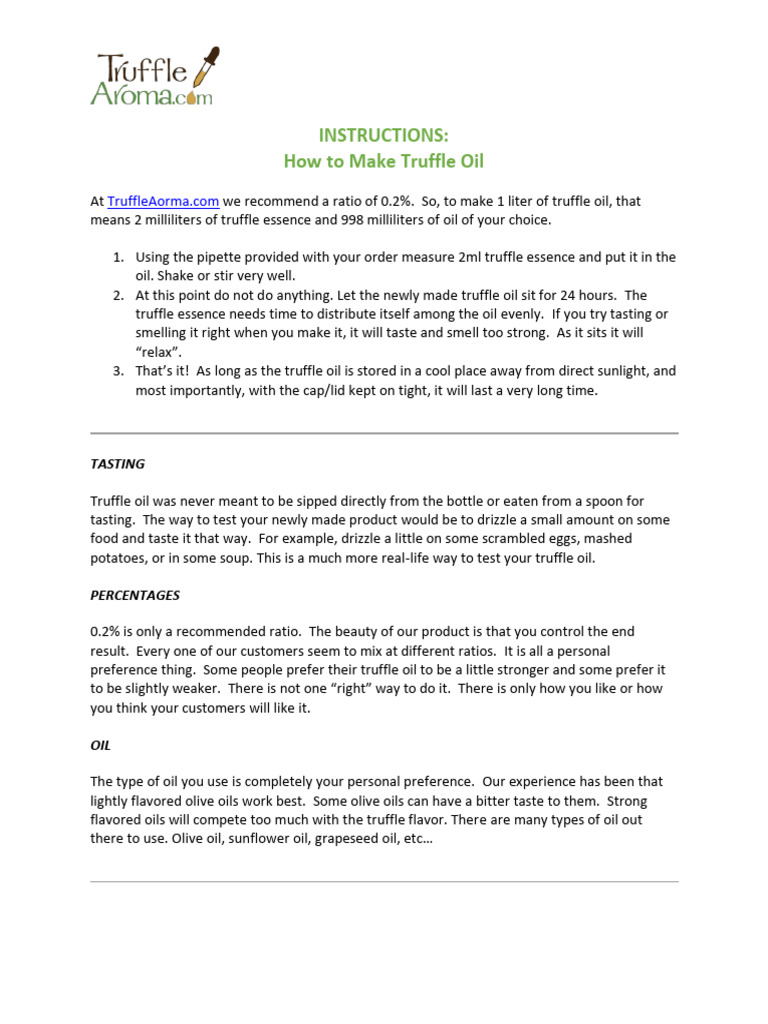 INSTRUCTIONS_How_to_Make_Truffle_Oil | PDF | Foods | Cooking