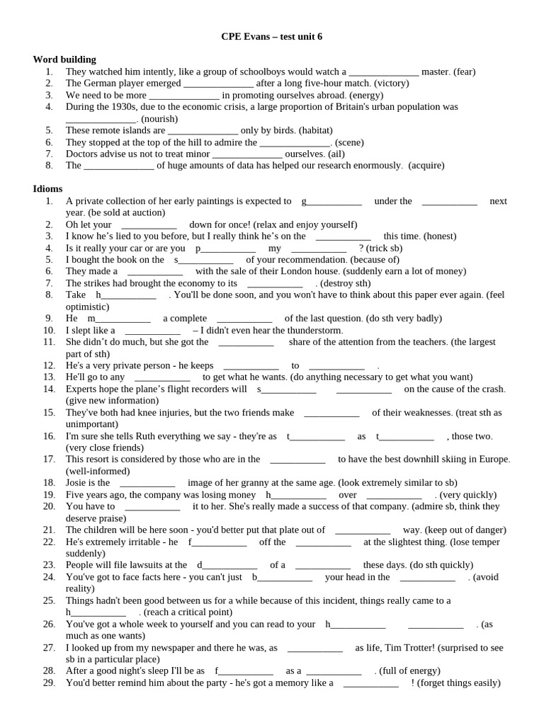CPE Evans unit 6 | PDF
