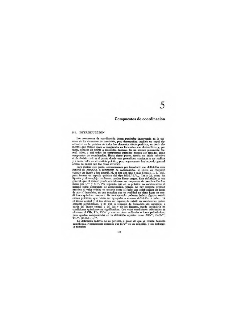 CompuestosDeCoordinacion_Capitulo5_CottonWilkinson | PDF | Compuestos químicos | Química