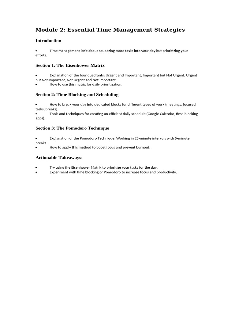 Essential Time Management Strategies | PDF