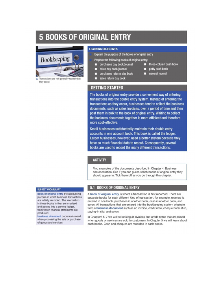 Books of Original Entry | PDF