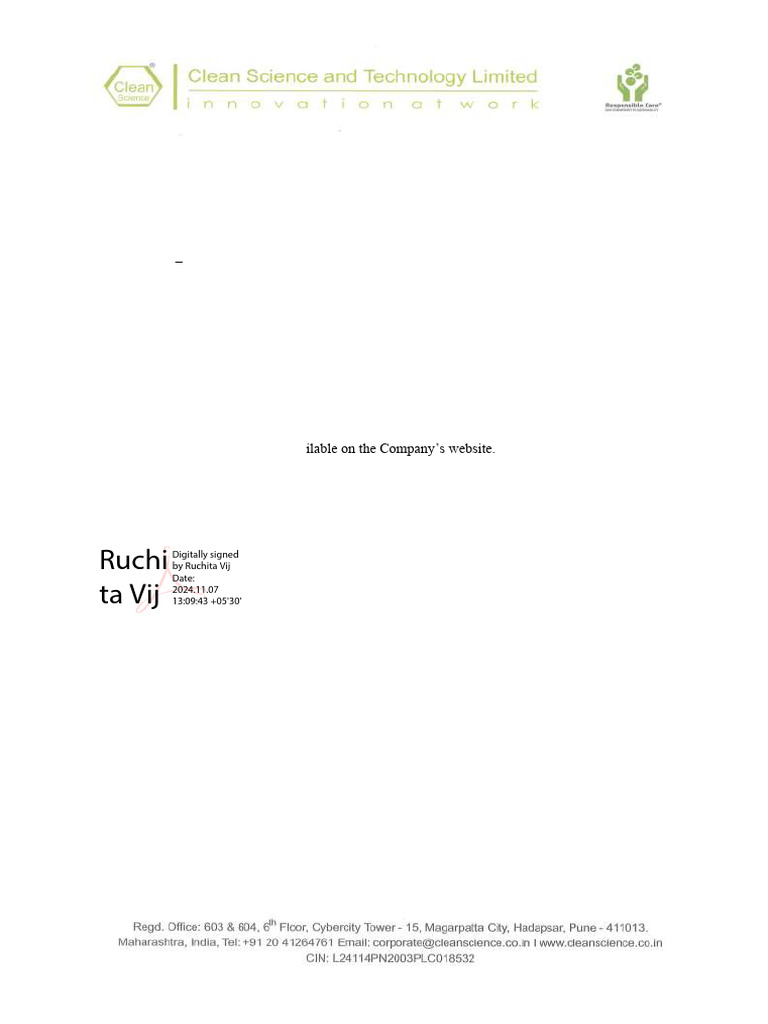 Clean Science QTR Report | PDF | Expense | Equity (Finance)