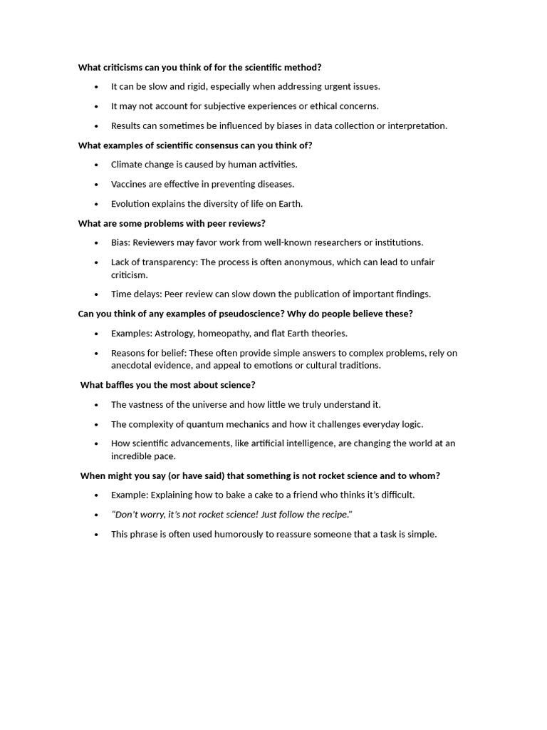 What Criticisms Can You Think of For The Scientific Method | PDF