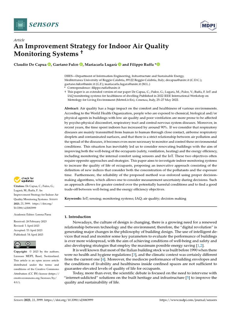 An Improvement Strategy For Indoor Air Quality Monitoring Systems | PDF ...