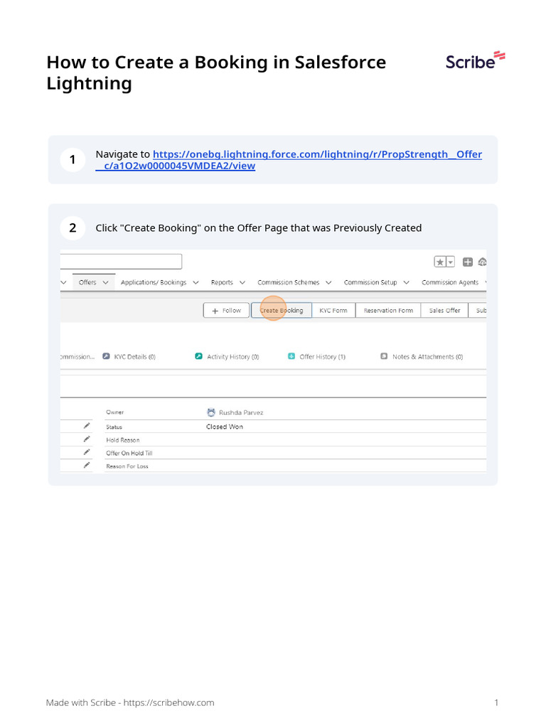 How To Create A Booking in Salesforce Lightning | PDF