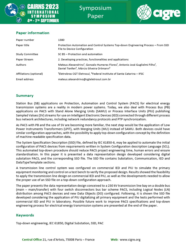 Artigo 6 - Protection Automation and Control Systems Top-Down Engineering Process - From SSD ...