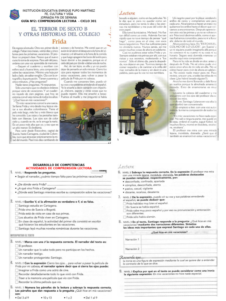 GUIA 02 Comprension Lectora Frida | PDF