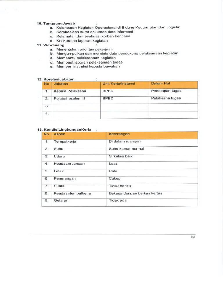 Anjab Kabid Darlog 5 | PDF