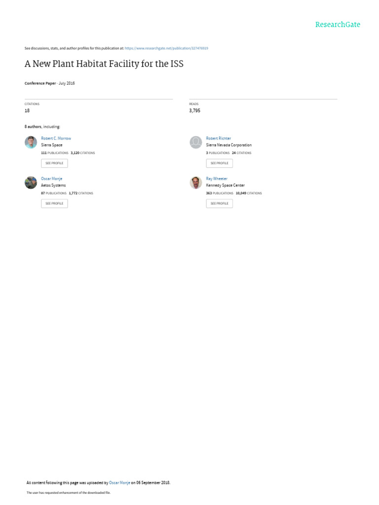 Morrow Et Al Advanced Plant Habitat ICES 2016 320 | PDF | Carbon ...