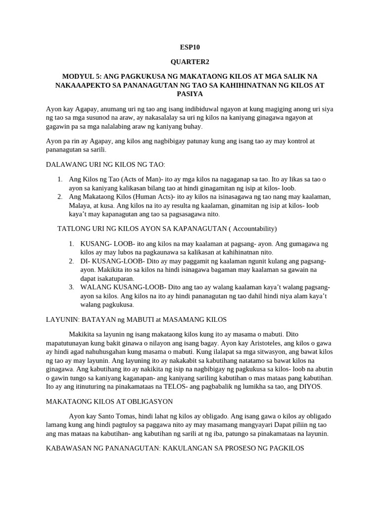 Modyul 5 Esp 10 | PDF