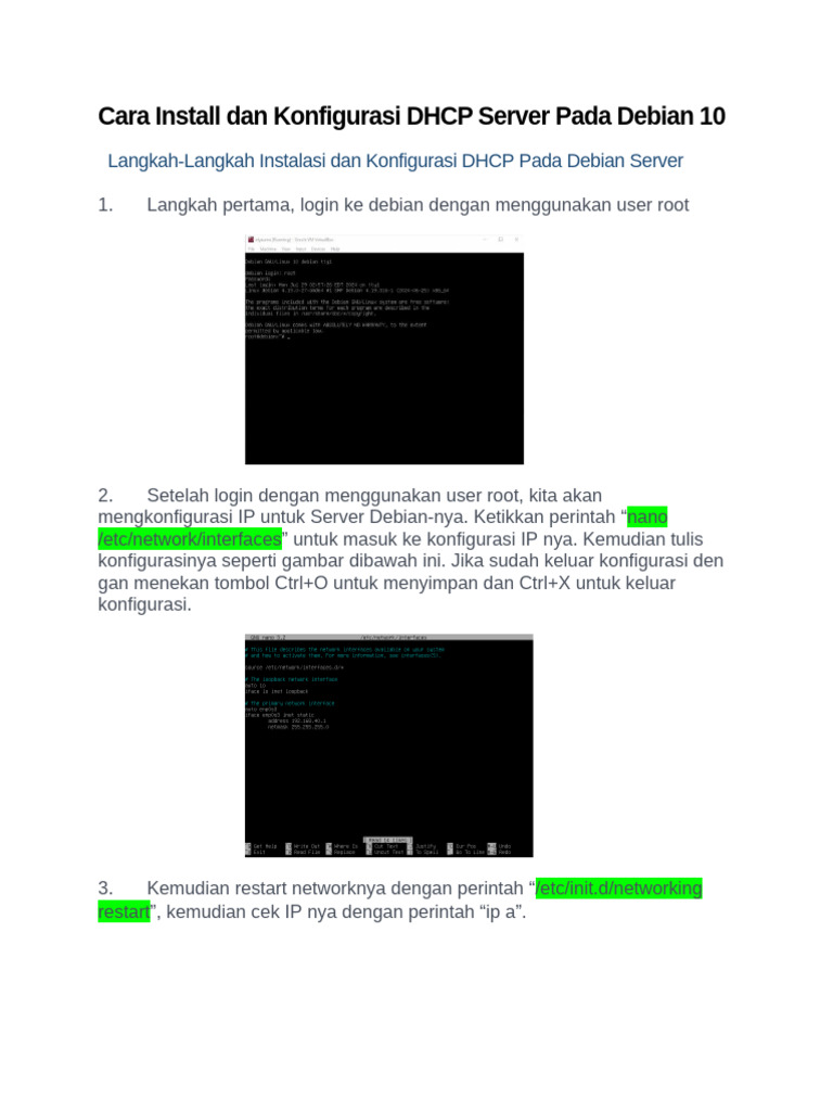 Cara Install Dan Konfigurasi DHCP Server Pada Debian 10 | PDF Cara Install Dan Konfigurasi DHCP Server Pada Debian 10 | PDF