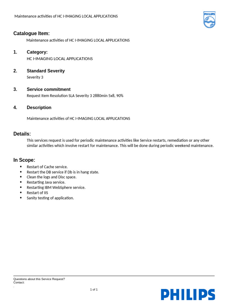 SOP Maintenance Activities - HC I-Imaging Local Apps | PDF