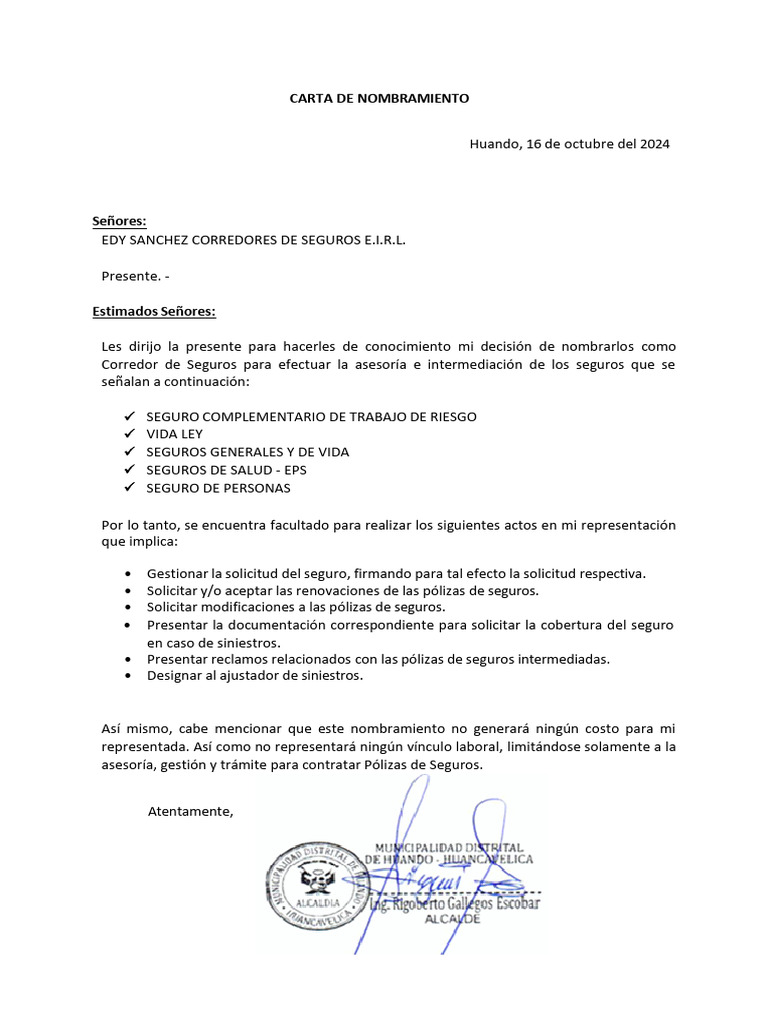 Carta Nombramiento | PDF