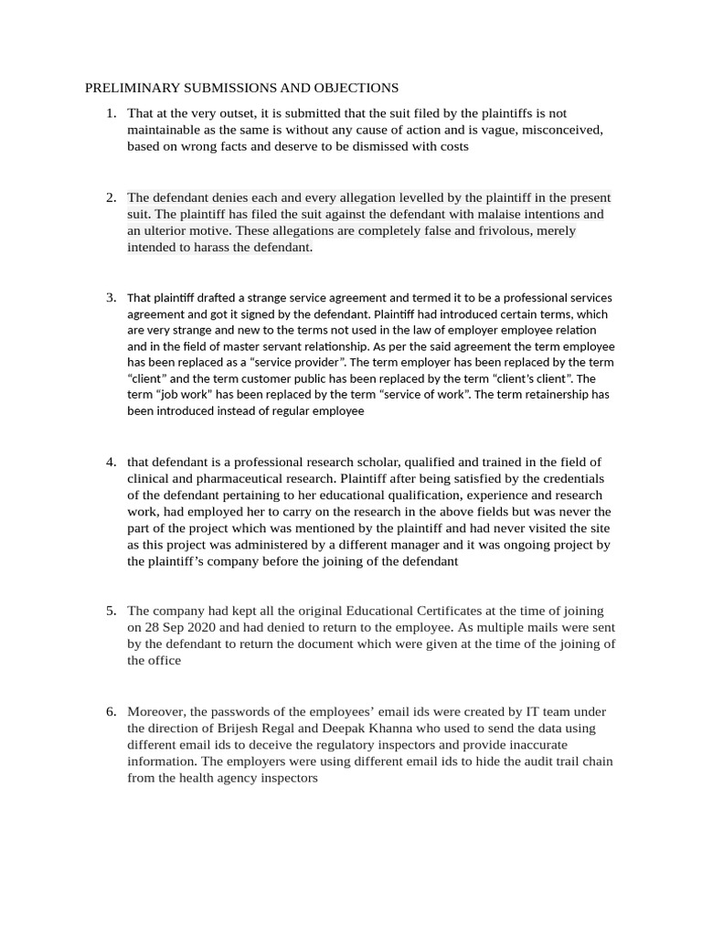 Preliminary Objections in Legal Suit | PDF | Lawsuit | Justice