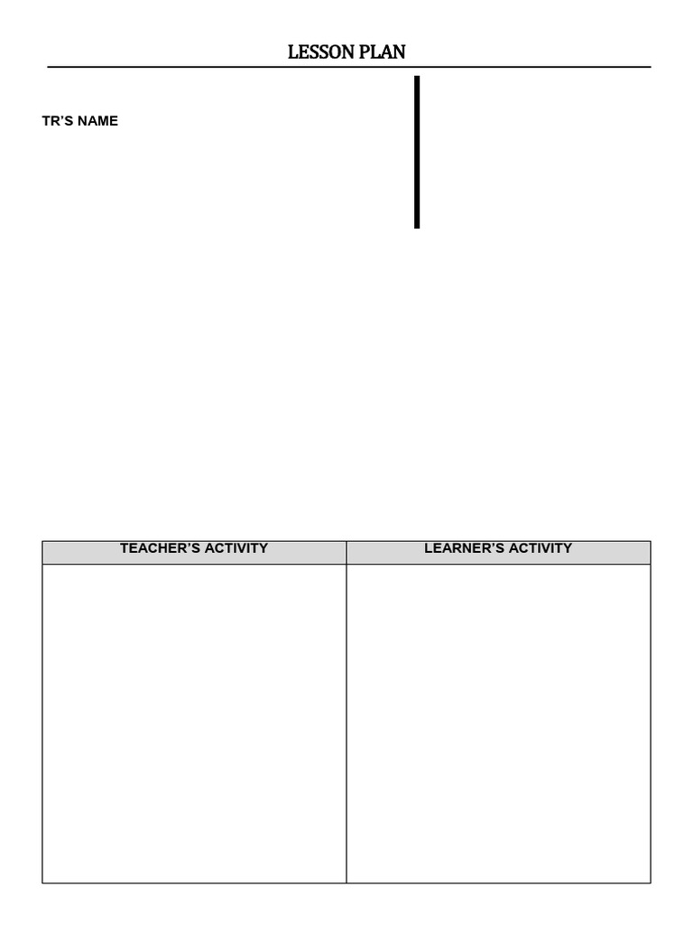LESSON PLAN(WITHOUT RATIONALE ) | PDF