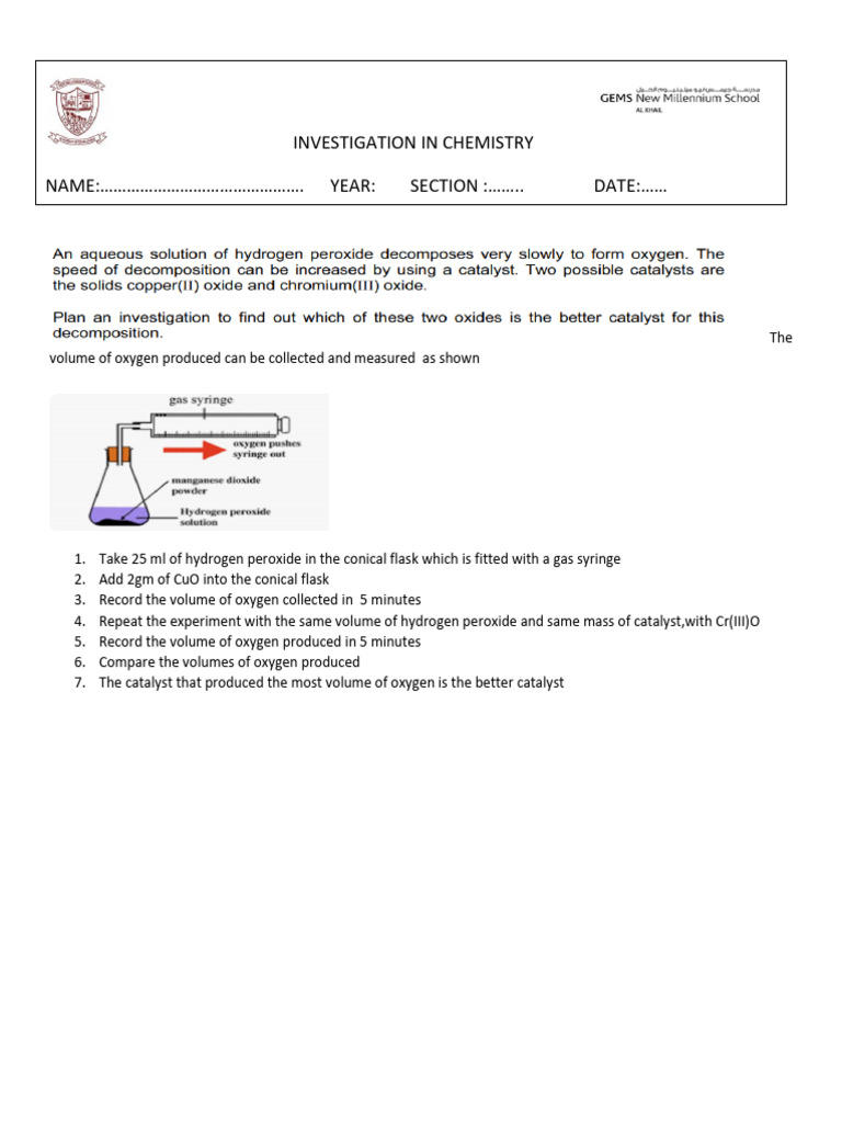 Catalyst and Concentration Experiments | PDF