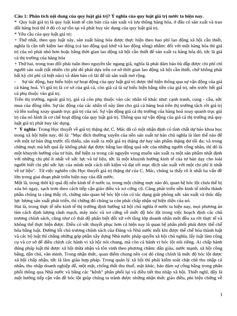 Đề cương KTCT | PDF