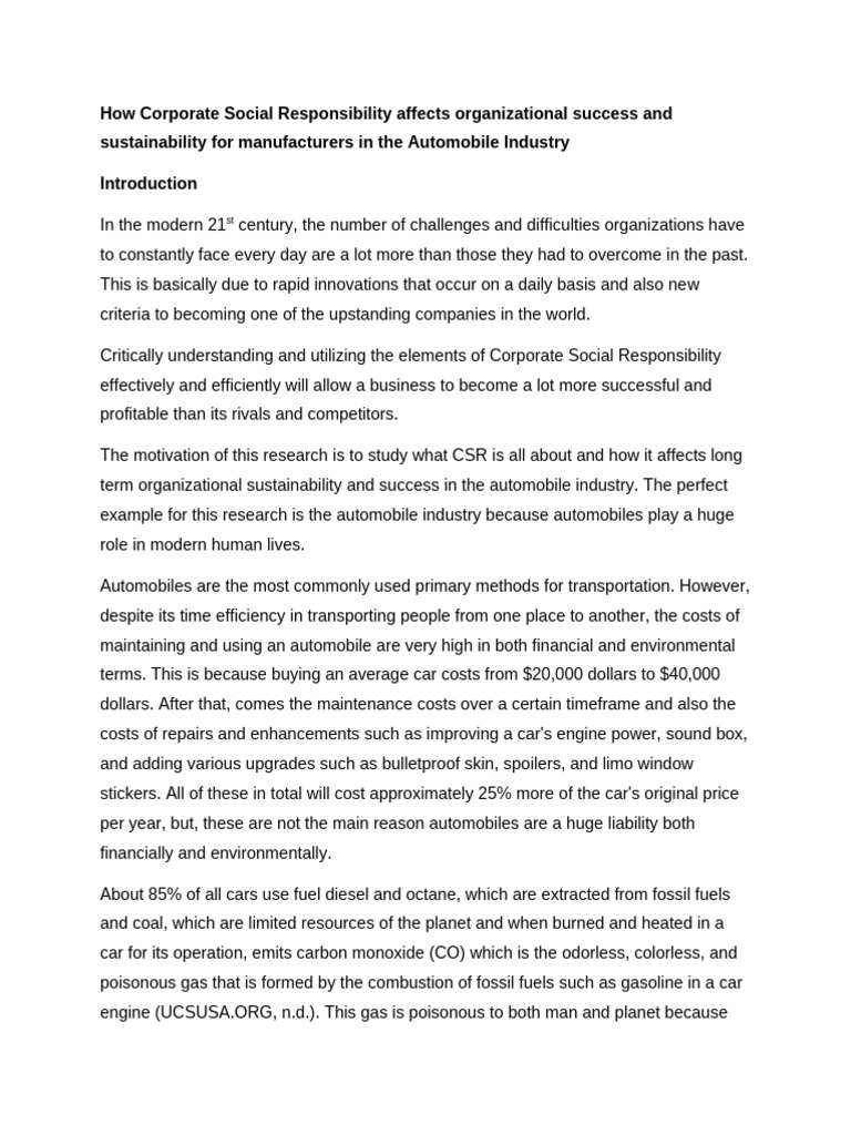 How Corporate Social Responsibility Helps Businesses in Automotive ...