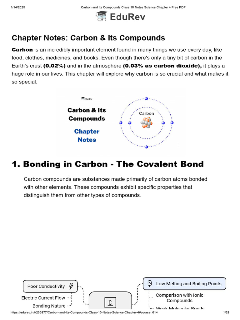 Carbon and Its Compounds Class 10 Notes Science Chapter 4 Free PDF ...