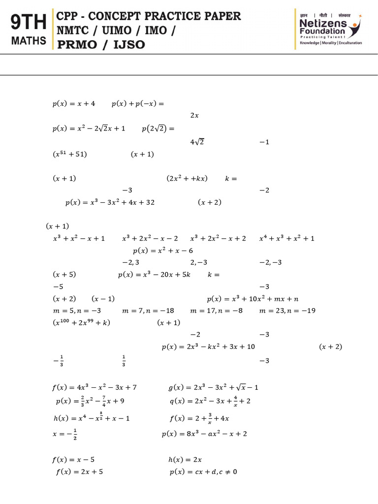 Polynomial Problems and Solutions | PDF | Number Theory | Mathematics ...