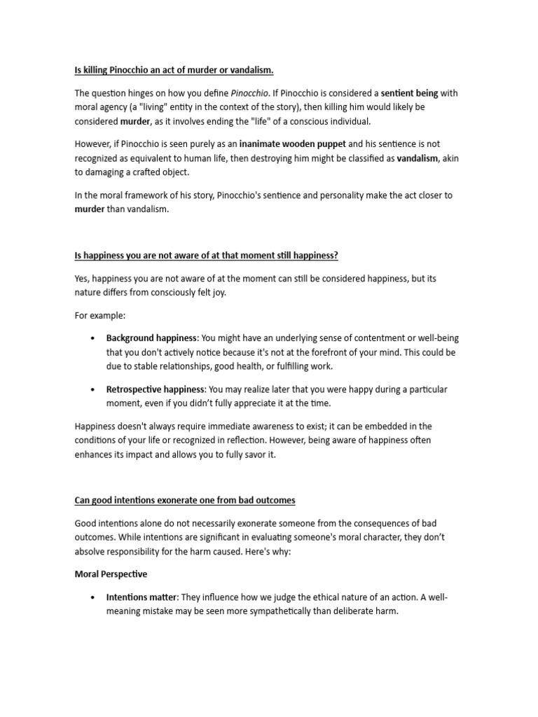 Pinocchio | PDF | Happiness | Intention