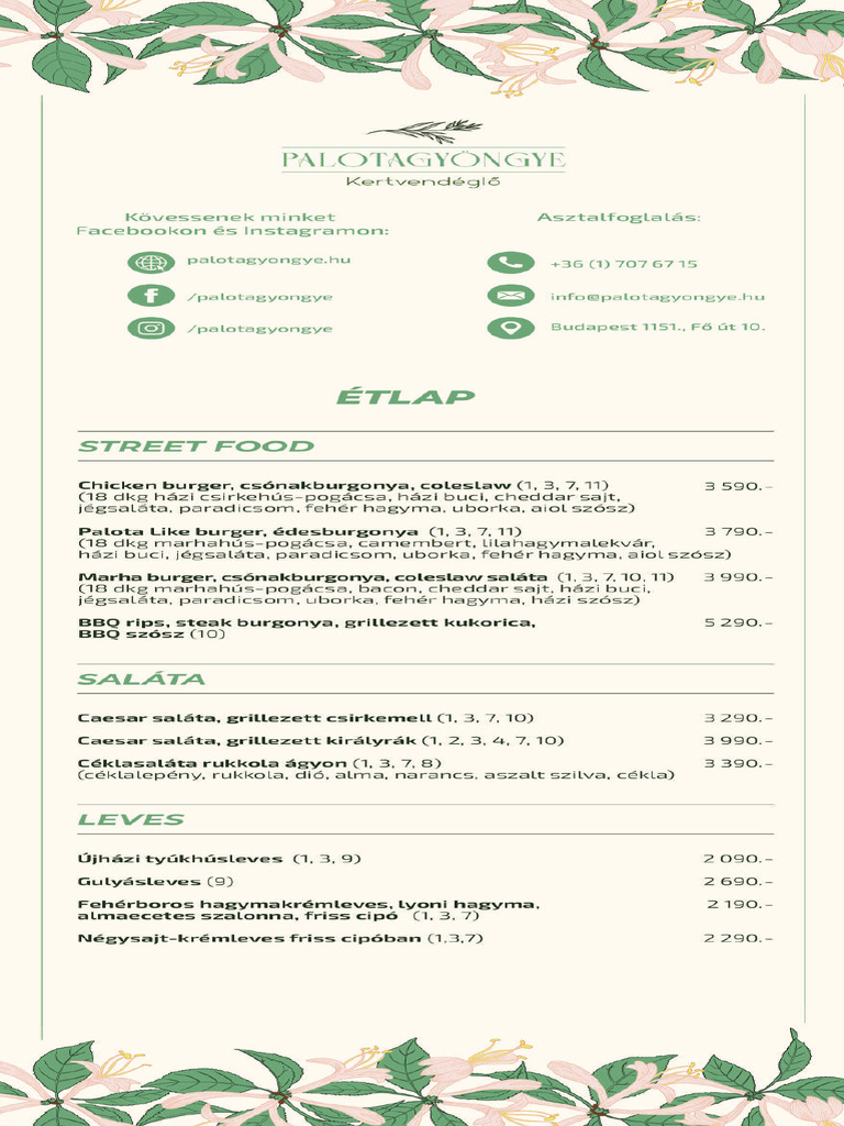 Palotagyongye 2024 Hu Etlap | PDF