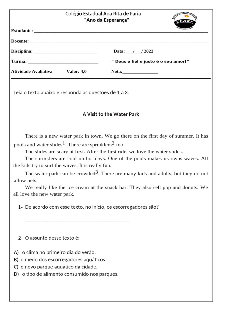 PROVA 1 8 ANO EJA | PDF