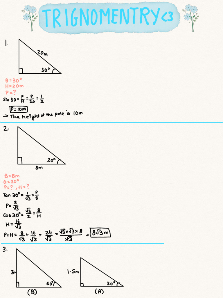 Application of Trig Class 10 Sol | PDF