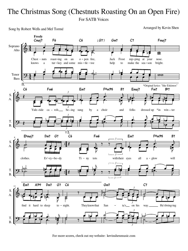 The Christmas Song Chestnuts Roasting On An Open Fire SATB | PDF ...