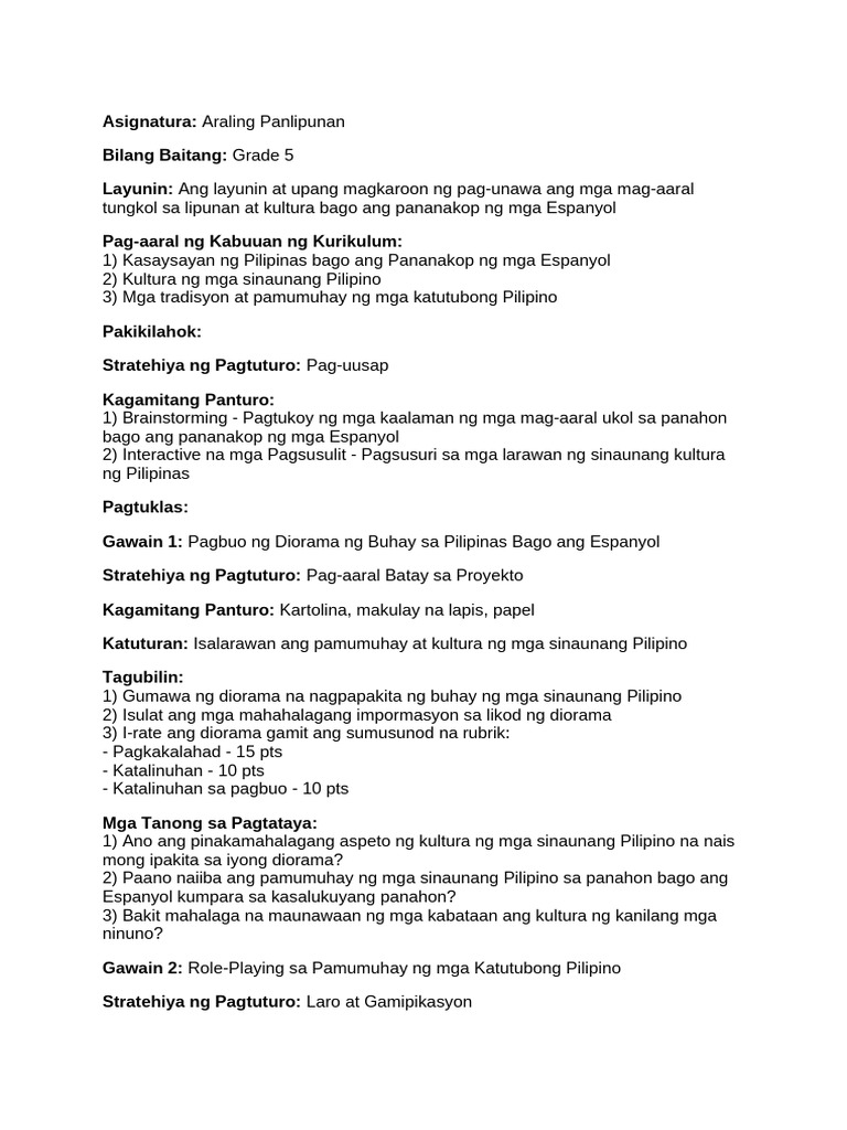 Lesson - Plan 5 E's Araling Panlipunan | PDF