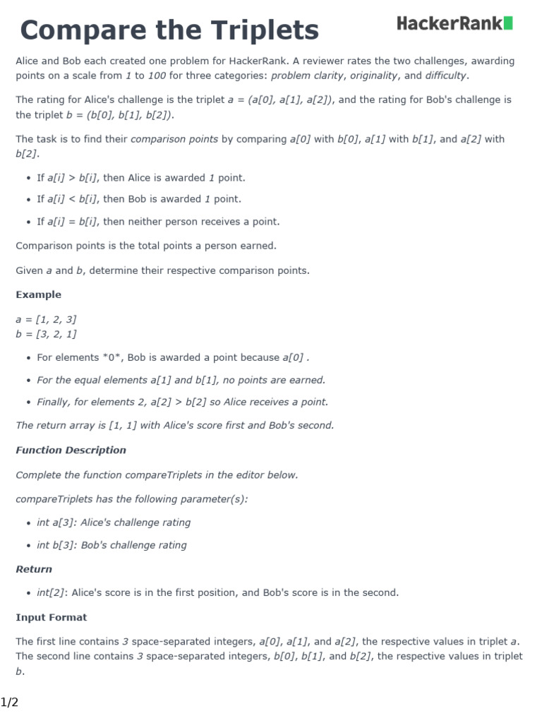 Compare The Triplets English | PDF
