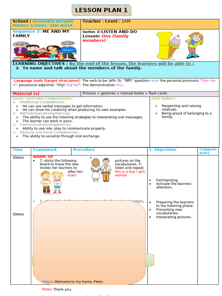 1MS - SEQUENCE TWO - (ME AND MY FAMILY) - b2017-2018 | PDF | Learning | Human Communication