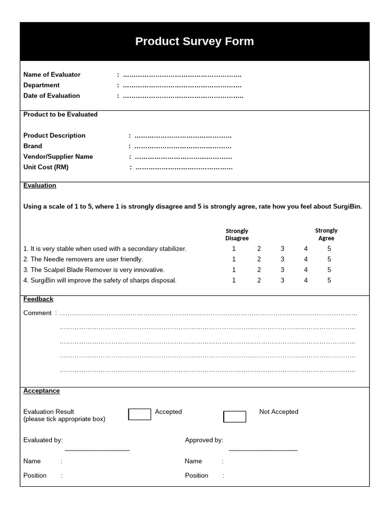 SGH SurgiBin Survey Form | PDF