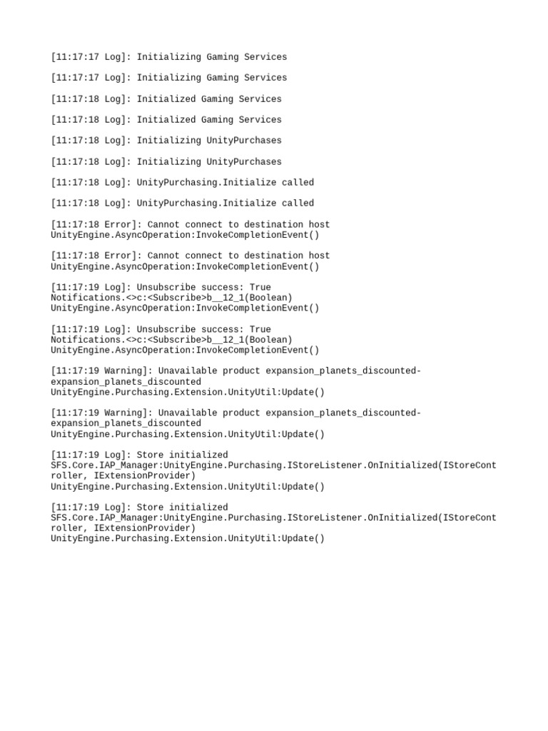 Gaming Services Initialization Log | PDF