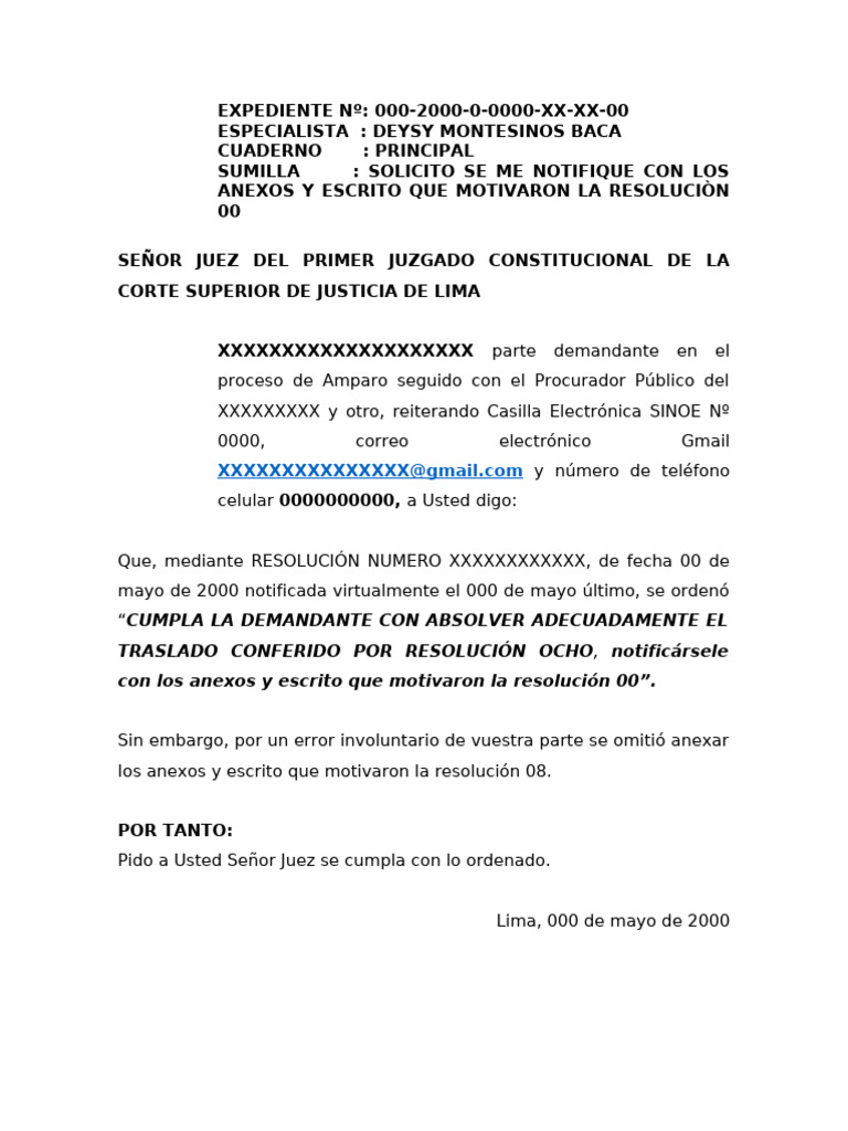 Solicito Se Me Notifique Con Los Anexos y Escritoç | PDF