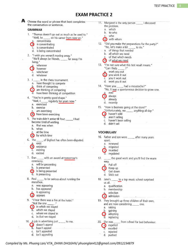 Unit 2. Practice Test 2 (Key) | PDF