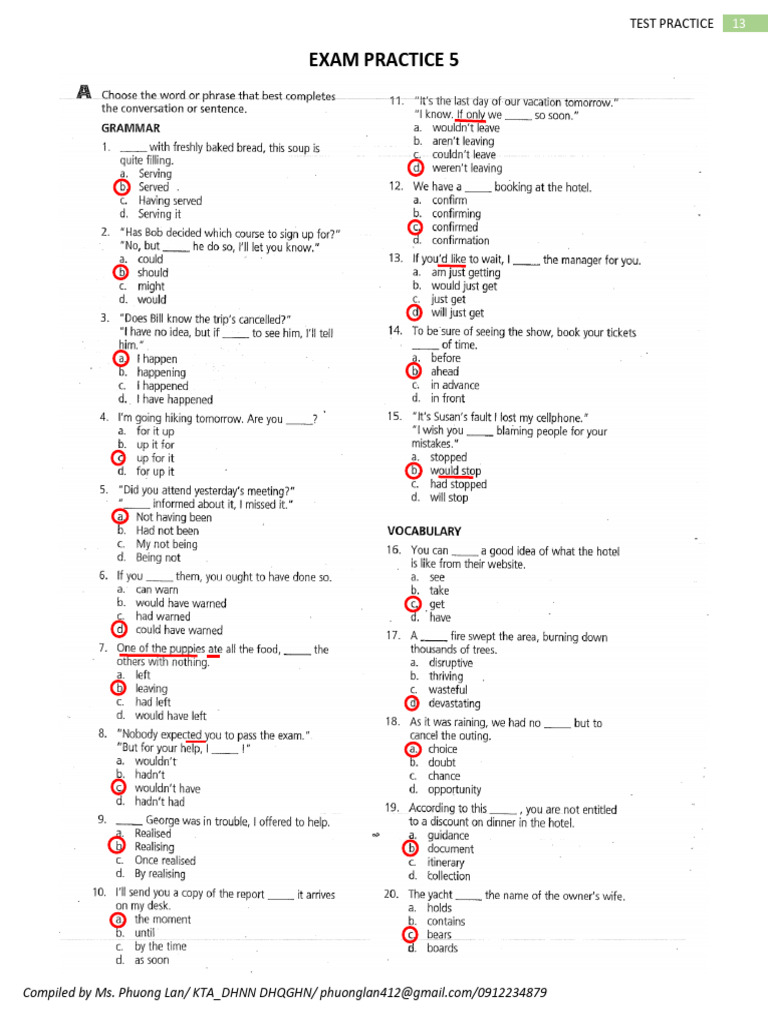 Unit 2. Practice test 5 (Key) | PDF