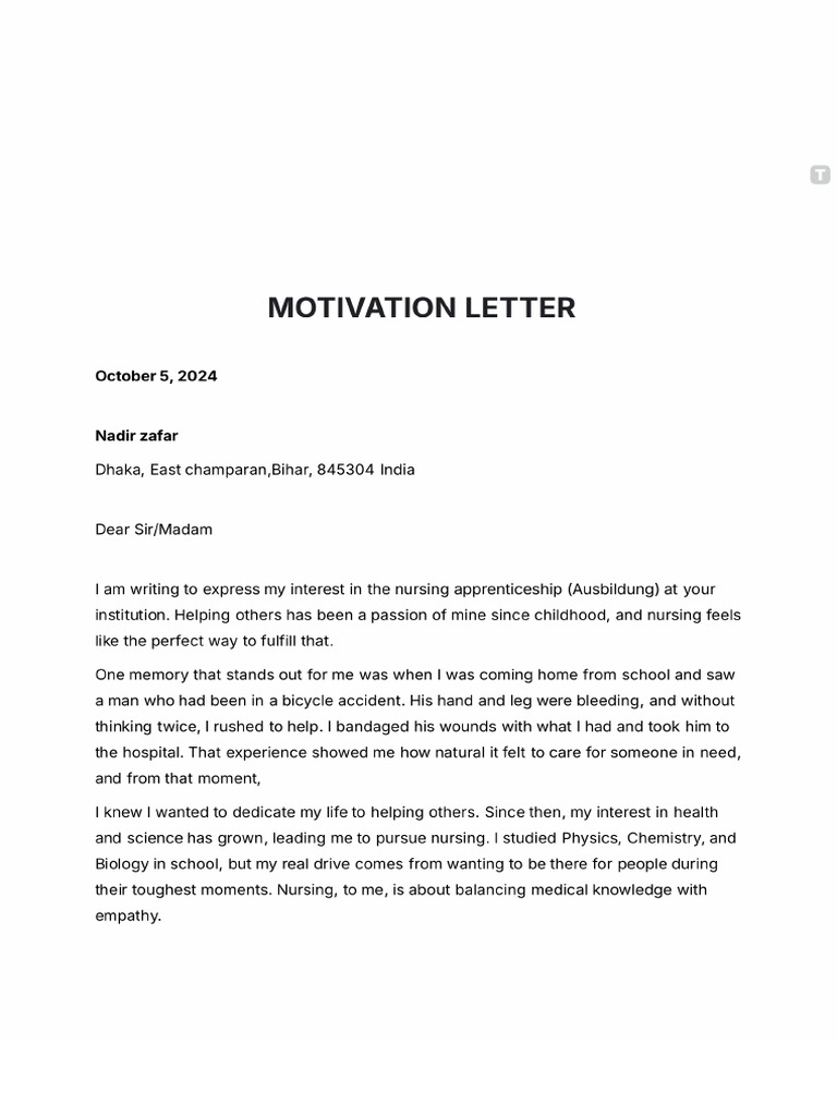 Motivation Letter | PDF