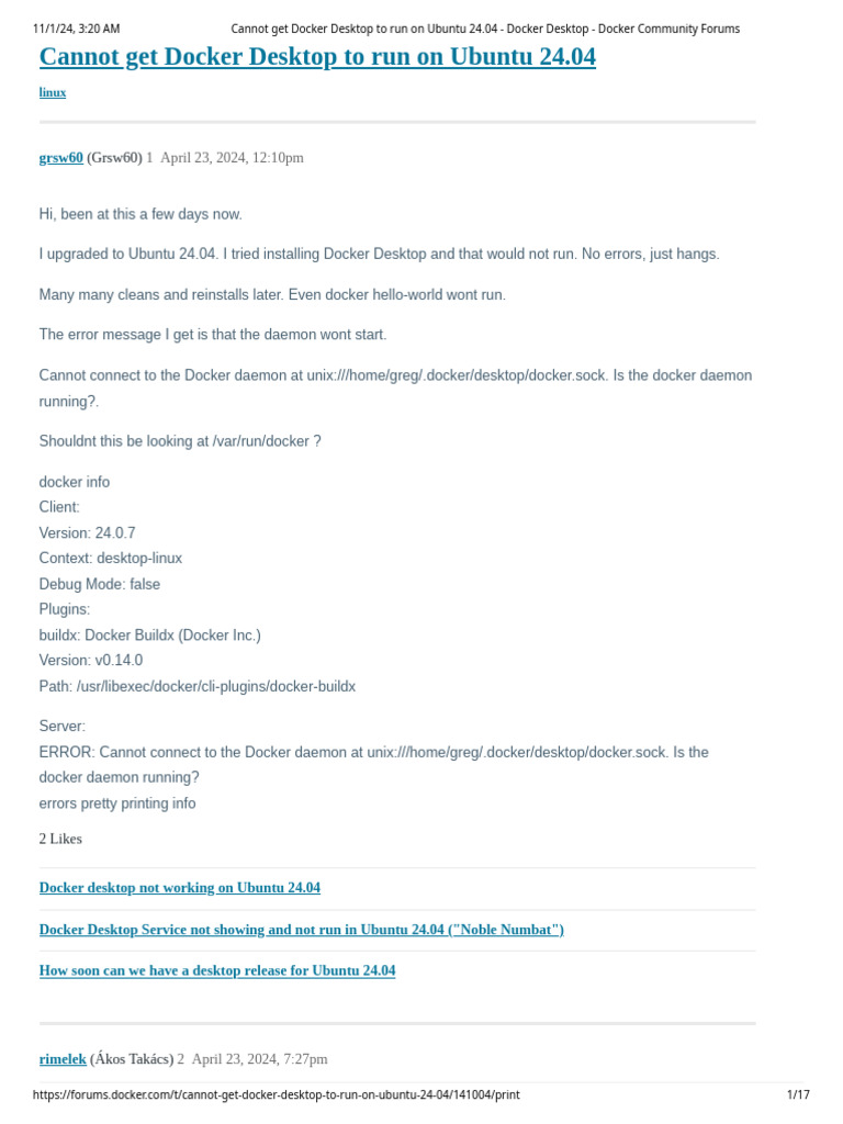 Cannot Get Docker Desktop To Run On Ubuntu 24.04 - Docker Desktop - Docker Community Forums ...