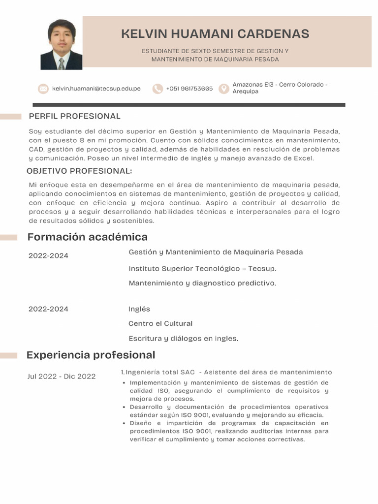 Curriculum Asistente Virtual Minimalista Crema (2) | PDF