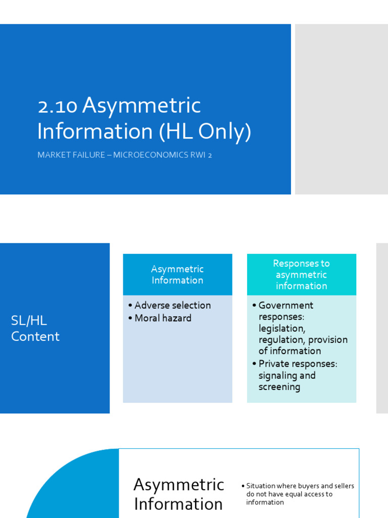 Asymmetric Information and Market Failure | PDF | Adverse Selection ...