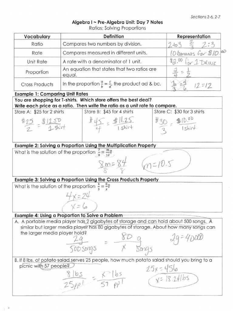 ALGEBRA 1 _ PRE-ALGEBRA UNIT DAY 7 NOTES | PDF
