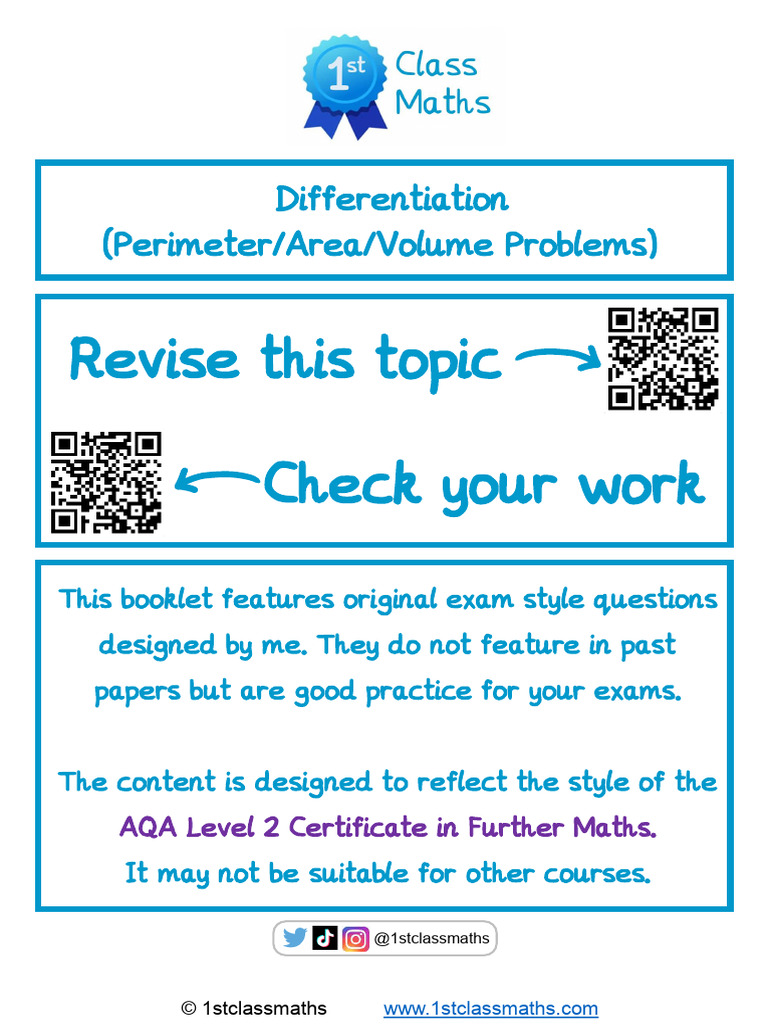 Differentiation (Perimeter Area Volume) | PDF | Area | Volume