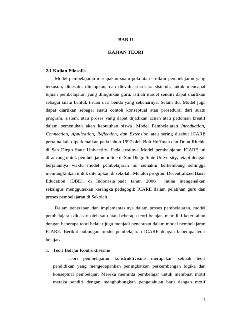 Model Pembelajaran ICARE dan Teori Belajar | PDF