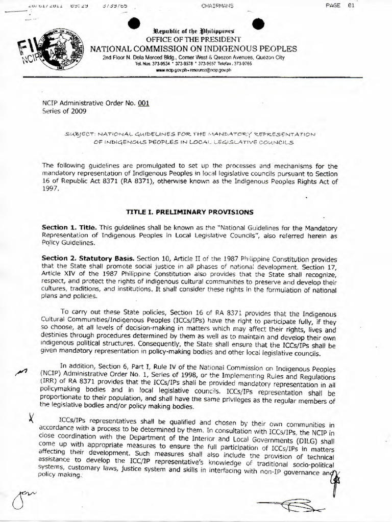 Ncip Ao No 1 S 2009 Ipmr | PDF