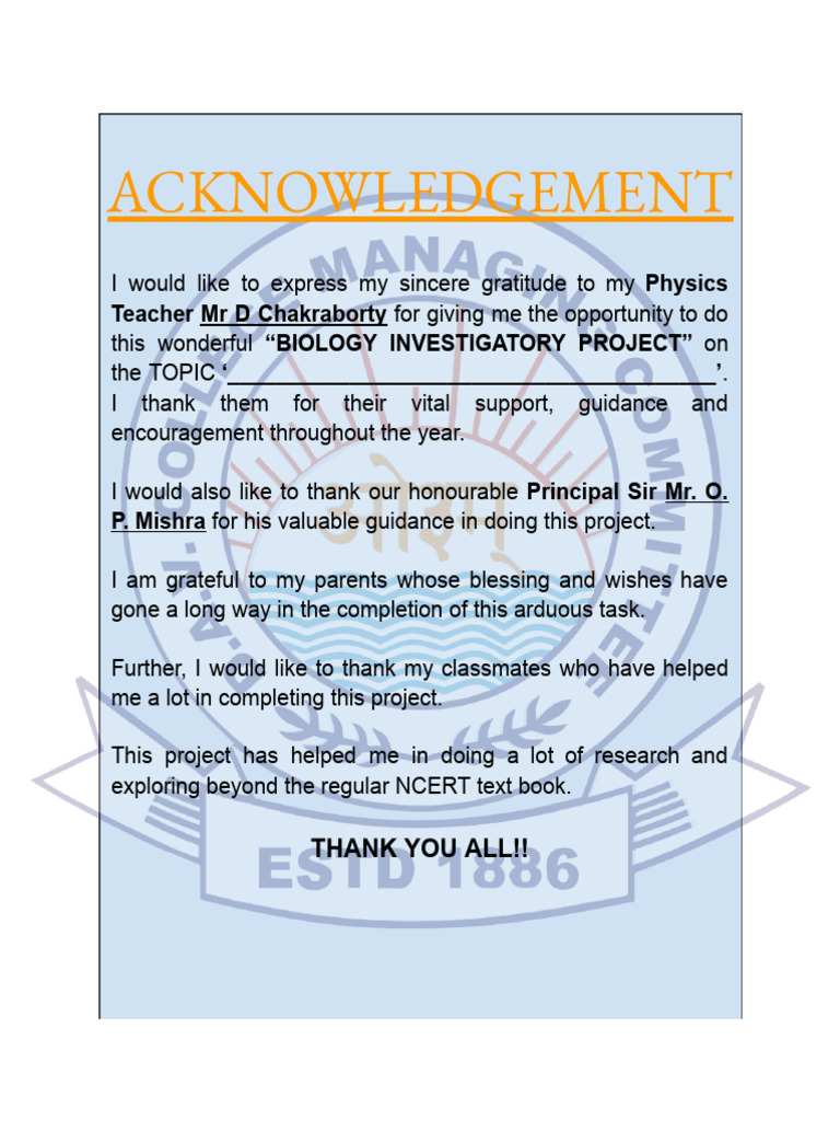 Bio Acknowledgement | PDF